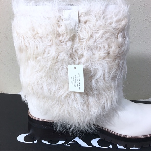 Coach | Shoes | Coach Leighton Shearling Bootie Fur Cuff New | Poshmark